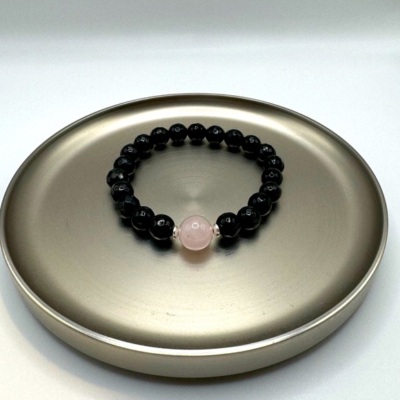 Jewelry | Onyx Rose Quartz Bracelet | Poshmark